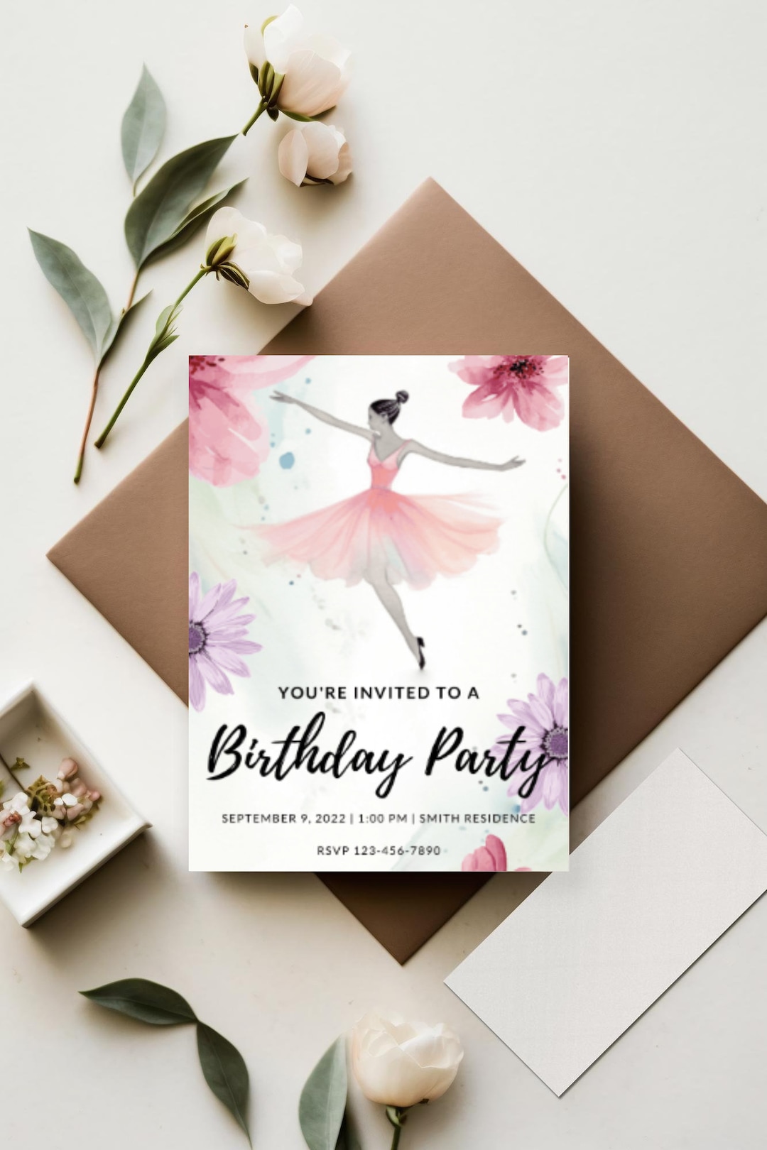 Editable Ballerina Invite, Canva Invite, Birthday Invite, Recital ...