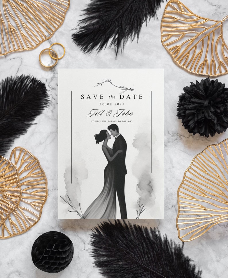 Editable Winter Wedding Save The Date Invitation Canva Editable