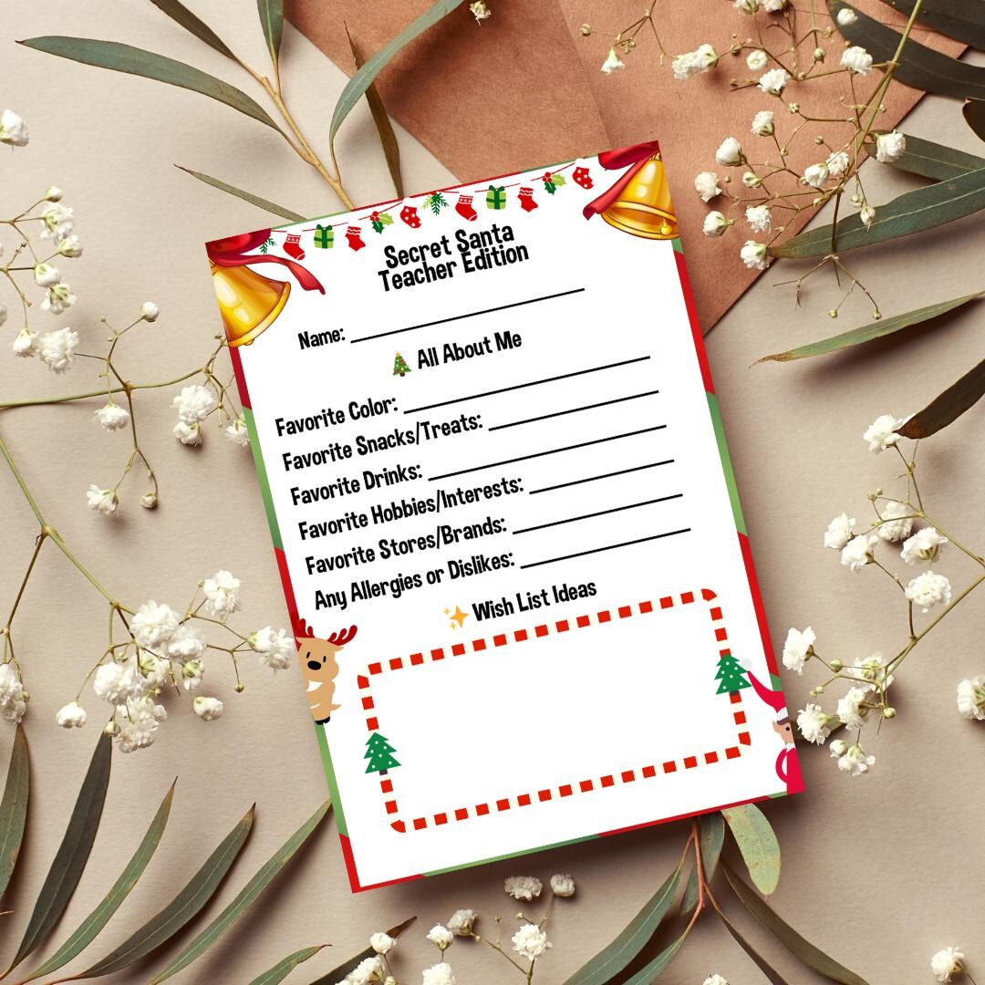 Teacher Secret Santa | Gift Exchange Printable for Teachers | Editable ...