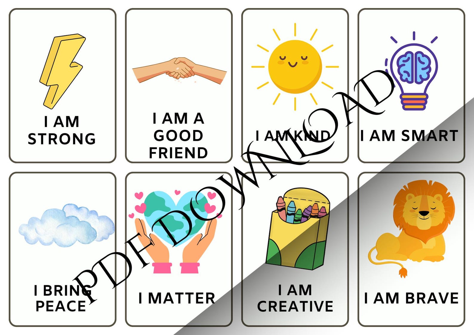 Affirmations for Kids Printable Downloadable Flashcards - Etsy