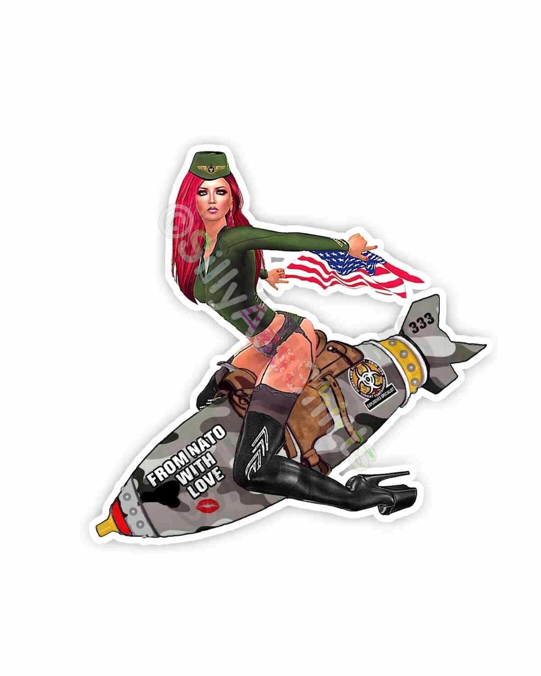 From Nato With Love - Bomber Bomb Girl Pin-up Vinyl Sticker - Etsy