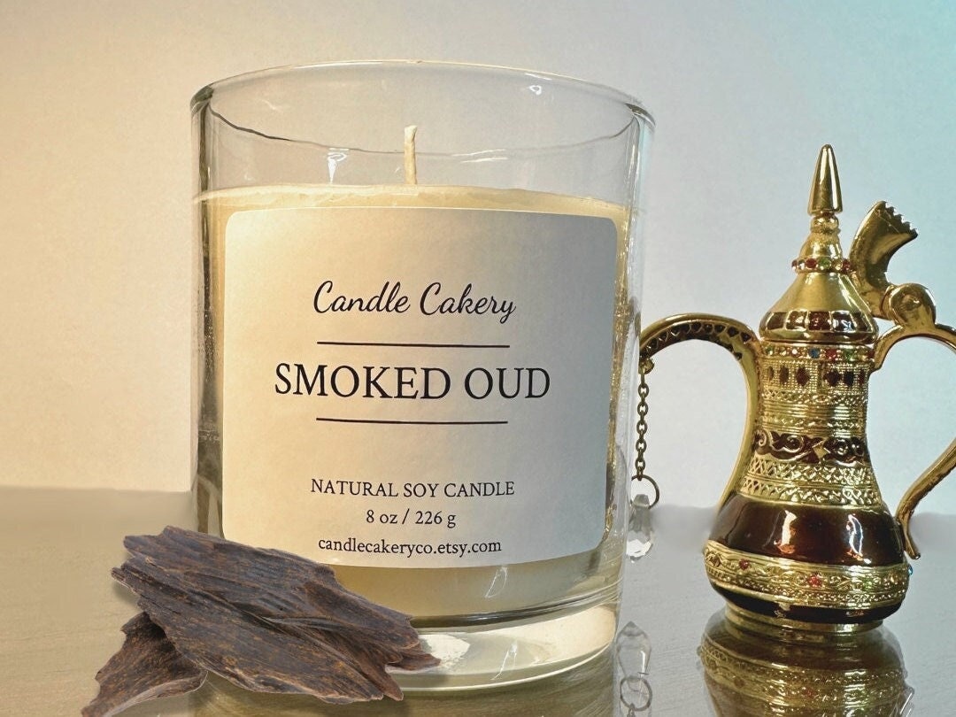 Smoked Oud Scented Candle, Custom Gift Idea, High Quality Natural Soy ...