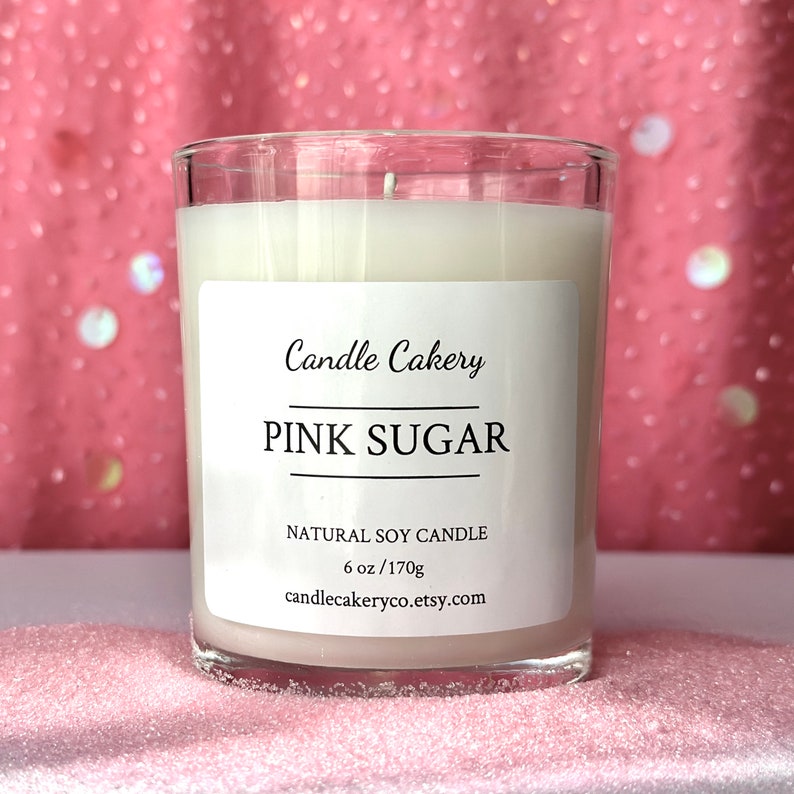 Floral Pink Sugar Scented Candle, Custom Gift, High Quality Natural Soy ...
