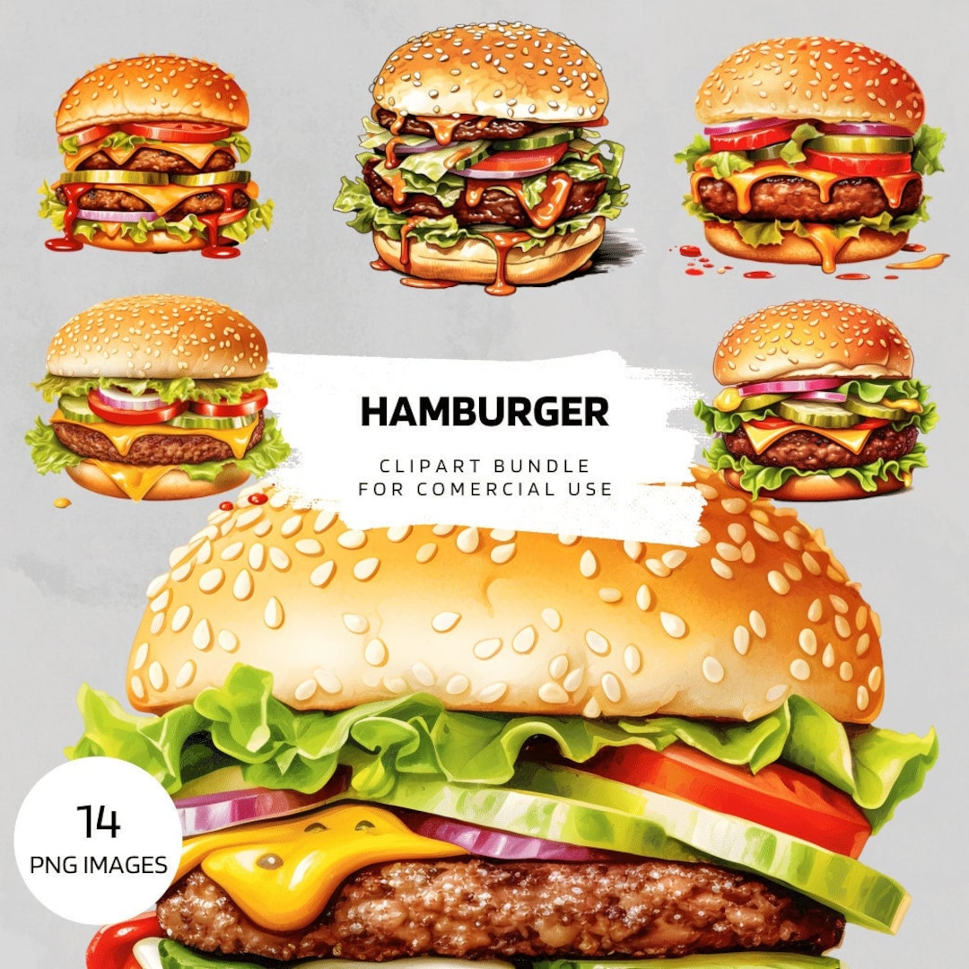 Hamburger Clip Art Bundle 14 PNG 4096x4096 Commercial Use - Etsy