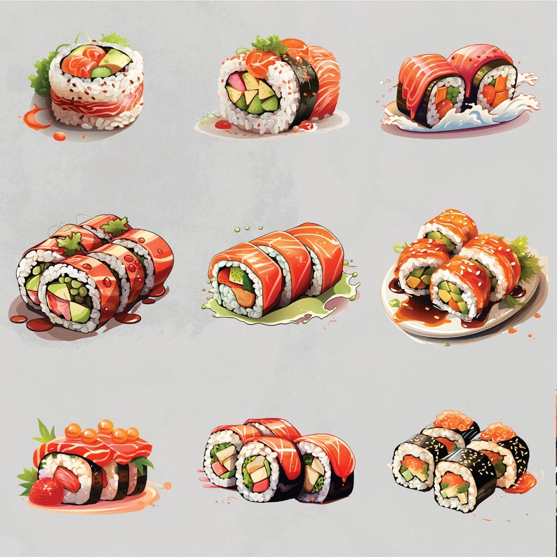 Japanese Sushi | Clip Art Bundle | 24 PNG | 5656x5656 | Commercial Use - Etsy UK