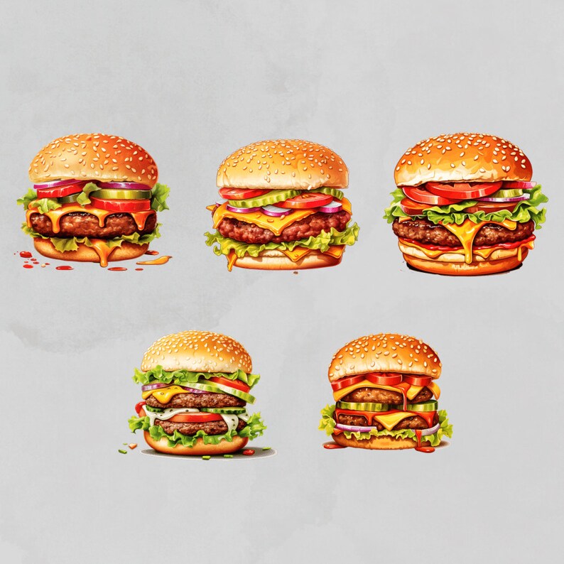Hamburger Clip Art Bundle 14 PNG 4096x4096 Commercial Use - Etsy