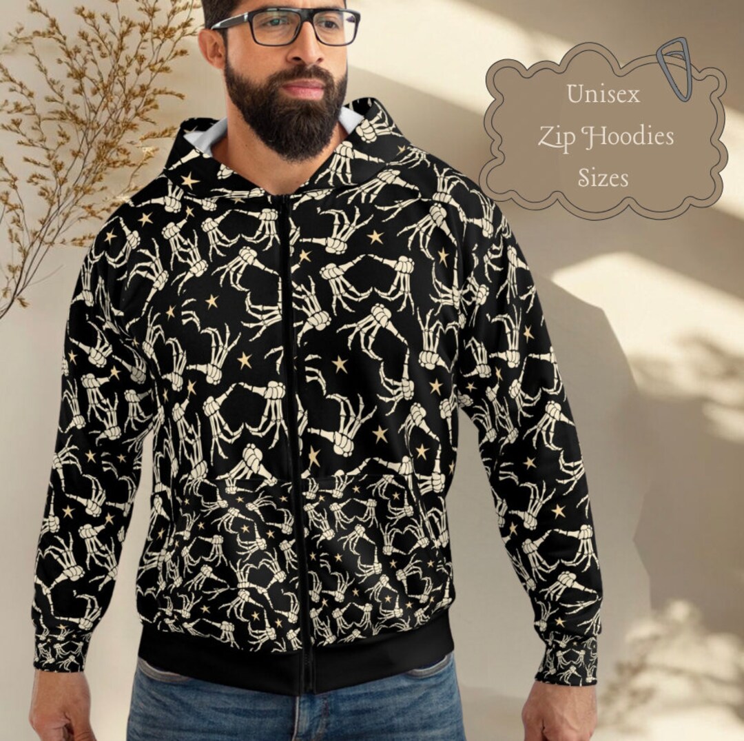 Halloween Jacket, Black Spooky Jacket, Skeleton Jacket, Zipped Jacket ...