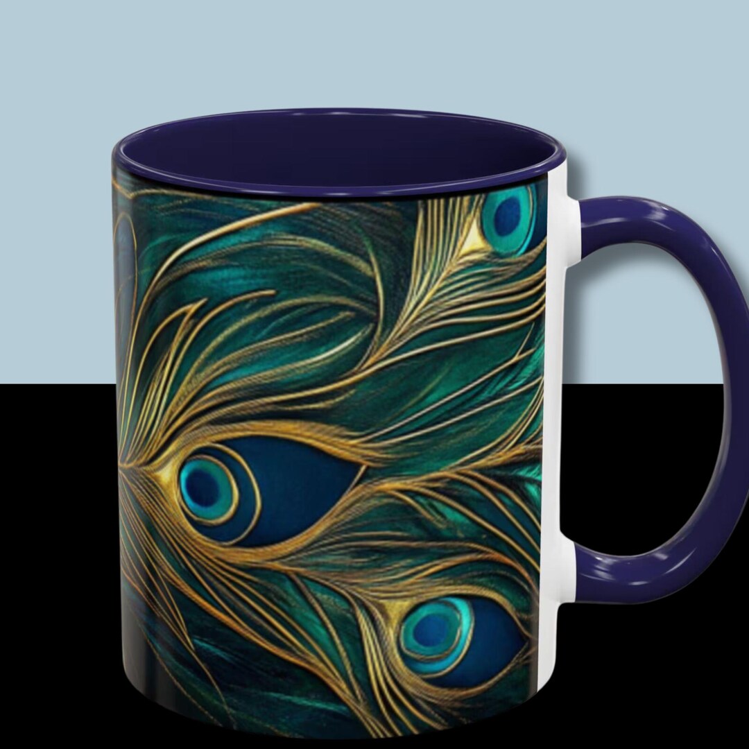 Peacock Feather Coffee Mug, Unique Peacock Decor-perfect for Home Decor ...