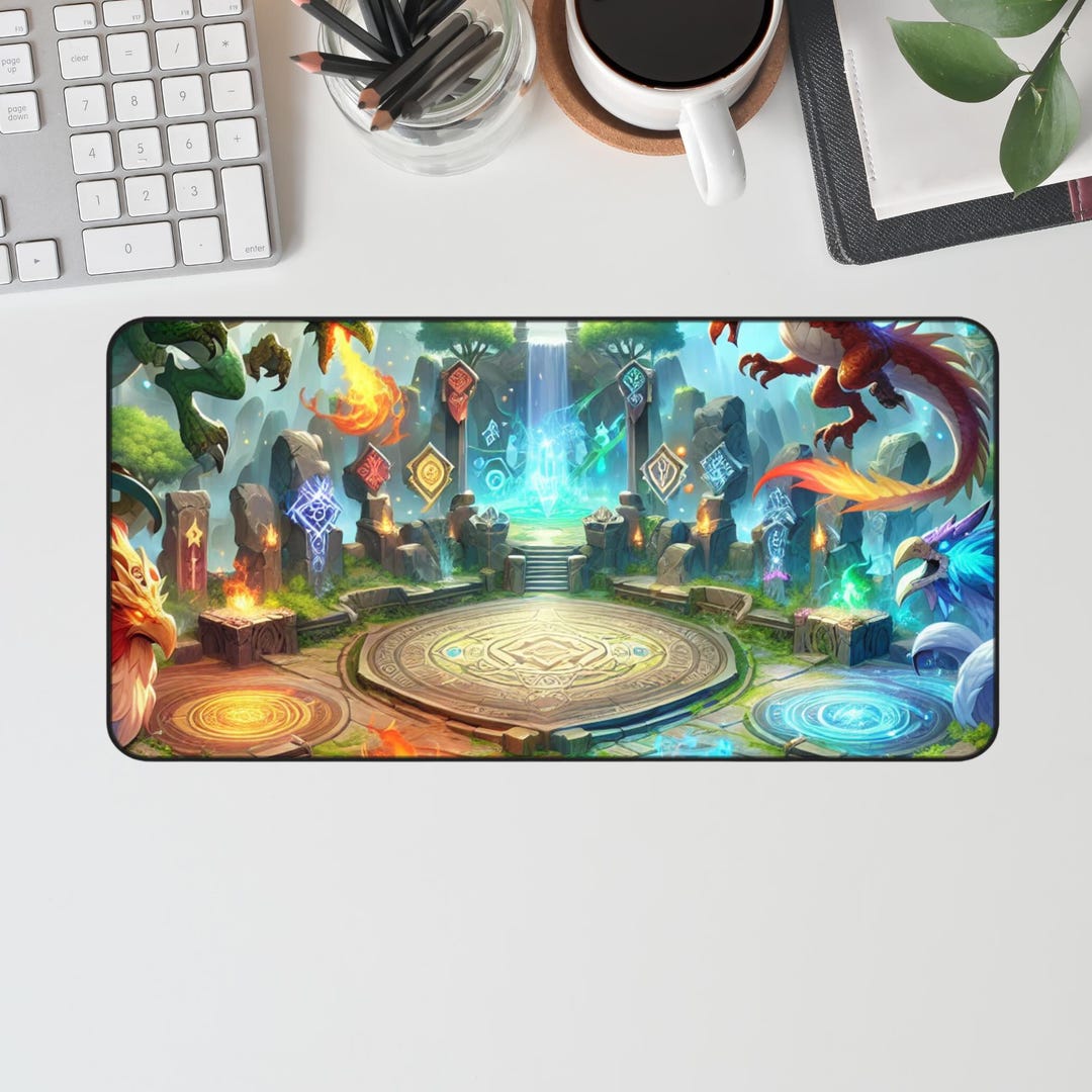 Dragon Deskmat, Mystical Creature Desk Mats, Epic Fantasy Battle Arena ...
