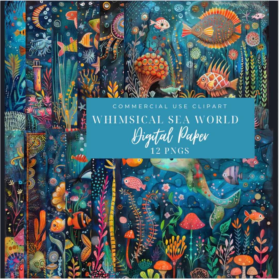Whimsical Seaworld Digital Paper, Junk Journal, Storybook Digital Paper ...