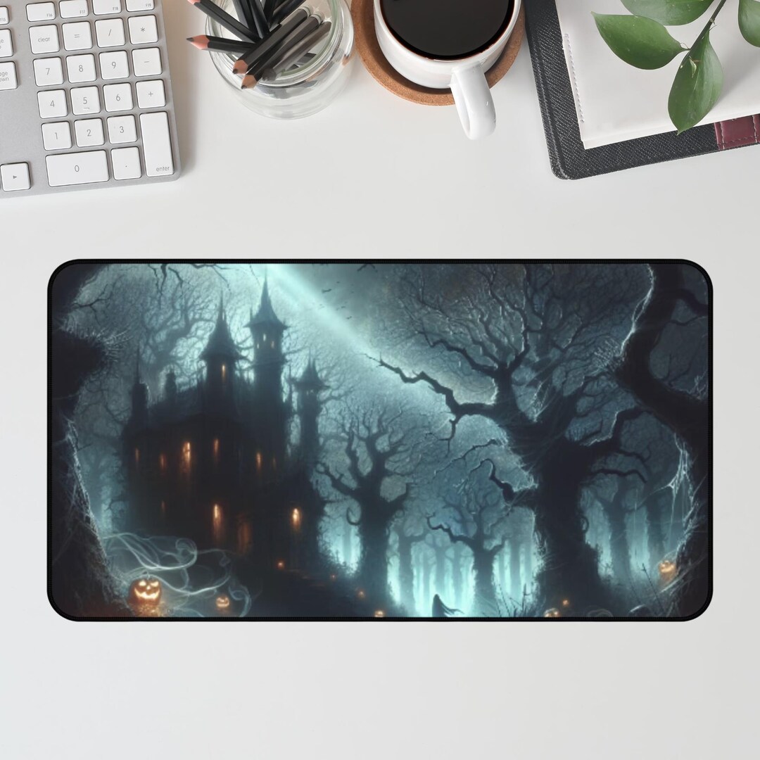 Dark Halloween Desk Mat, Haunted Mansion Desk Mat, Halloween Desk Mats ...