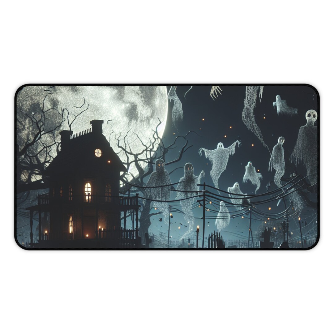 Spooky Night Desk Mat, Haunted Desk Mat, Halloween Desk Mats, Goth ...
