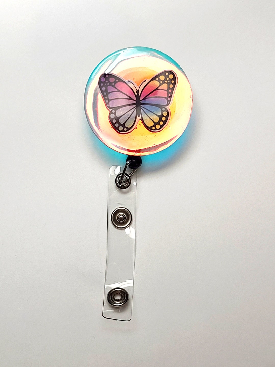 Holographic Reflective Butterfly Badge Reel, Colorful Badge Reel, Resin ...