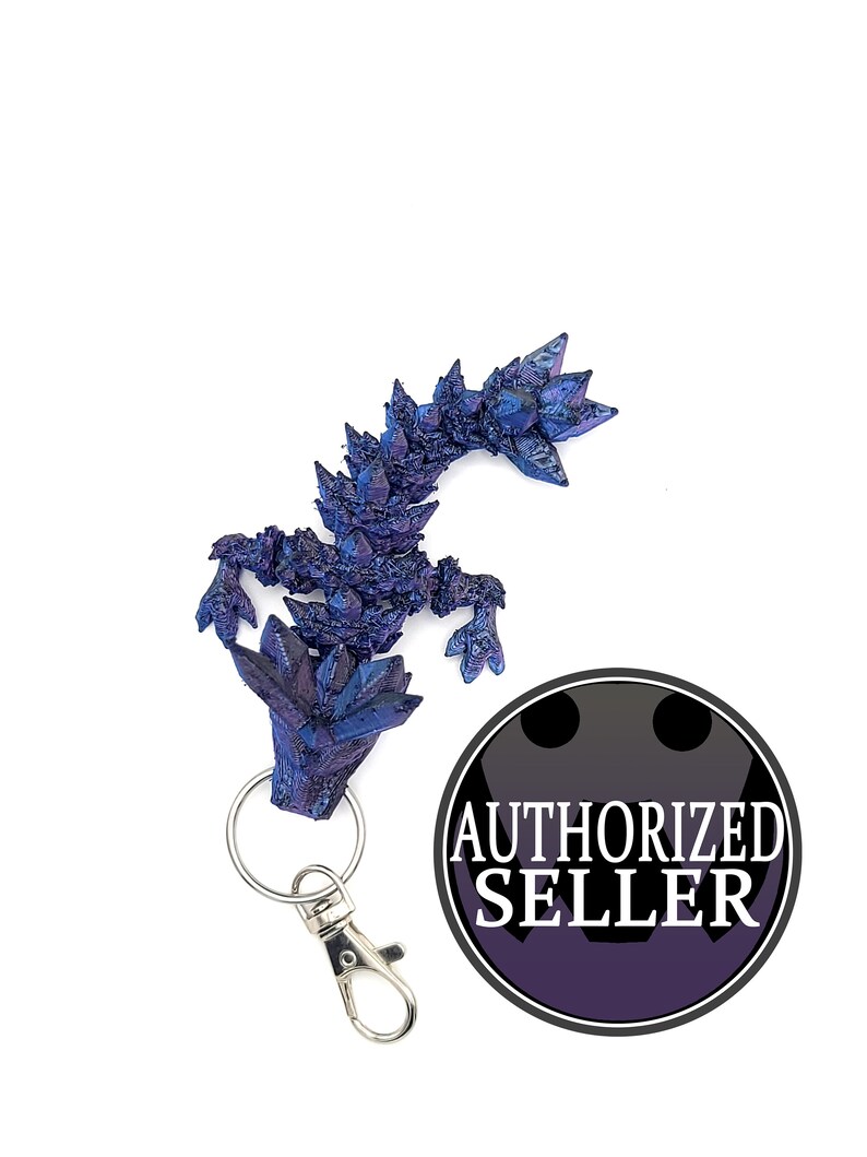 Crystal 3d Articulated Printed Dragon Key Chain, Tri Color Crystal ...