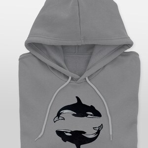 Orca Embroidery Hoodie Twin Killer Whales Sweatshirt, Ocean-inspired ...