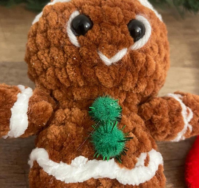 Gingerbread Man Plush 5 Handmade Crochet Amigurumi W Free Gift - Etsy