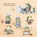 Frogs Cooking, Baking, 32 Watercolor Clipart, Cute Frogs, High Quality ...