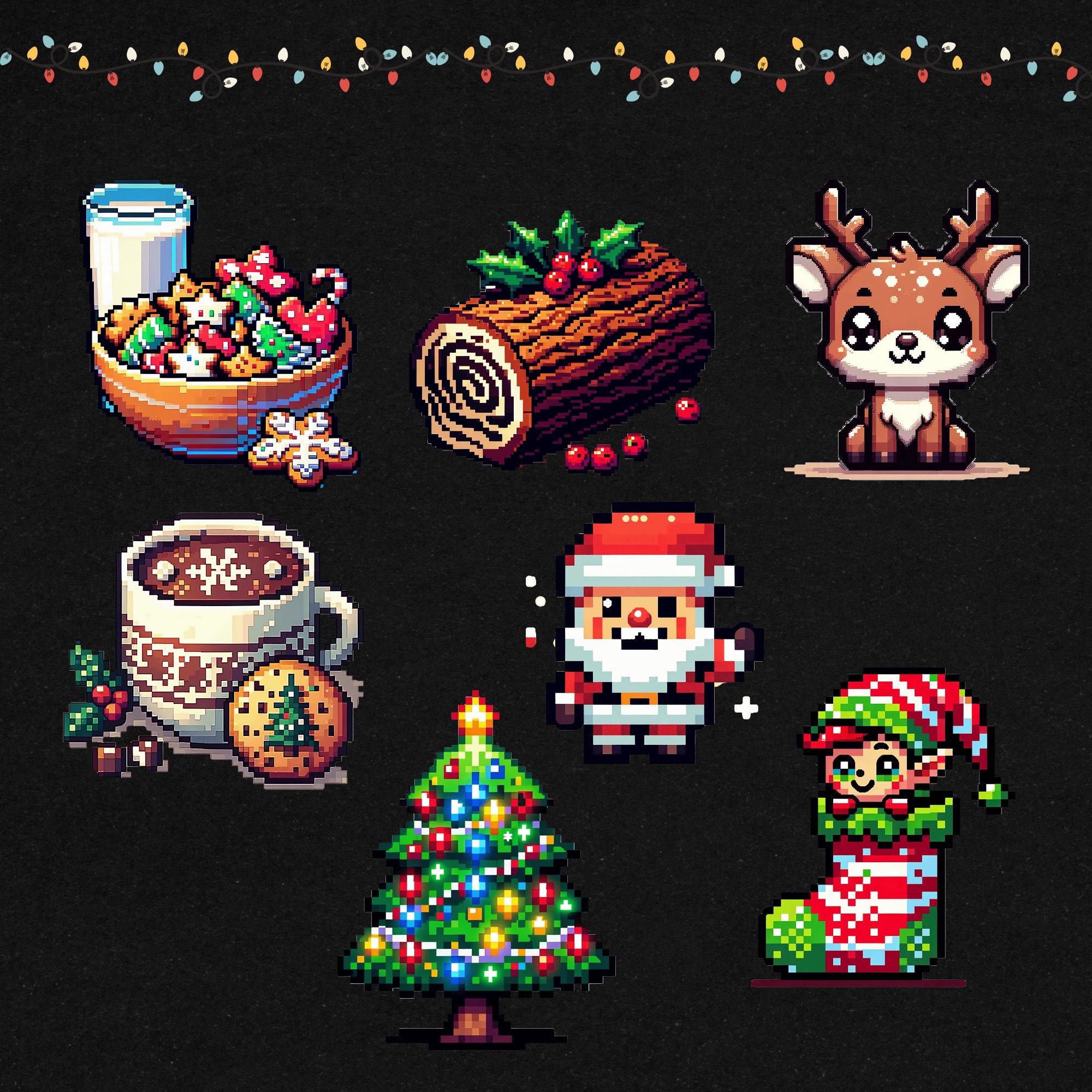 Pixel Christmas Clipart, 30 High Quality Clipart, Cute Pixelated ...