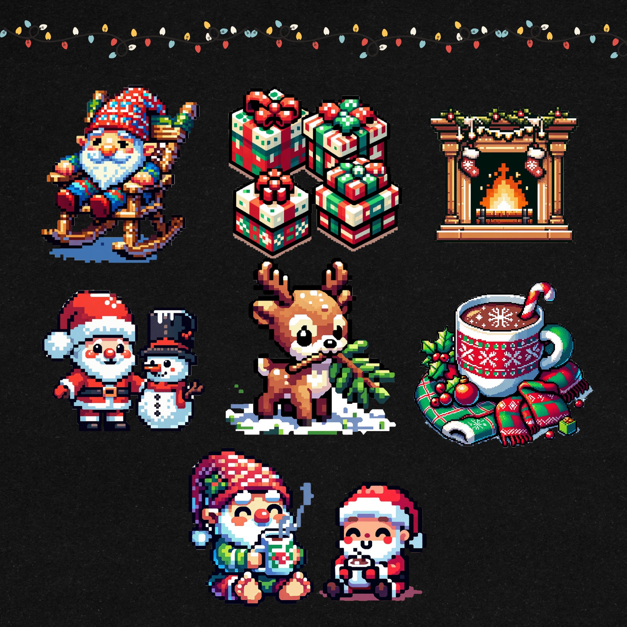 Pixel Christmas Clipart, 30 High Quality Clipart, Cute Pixelated ...