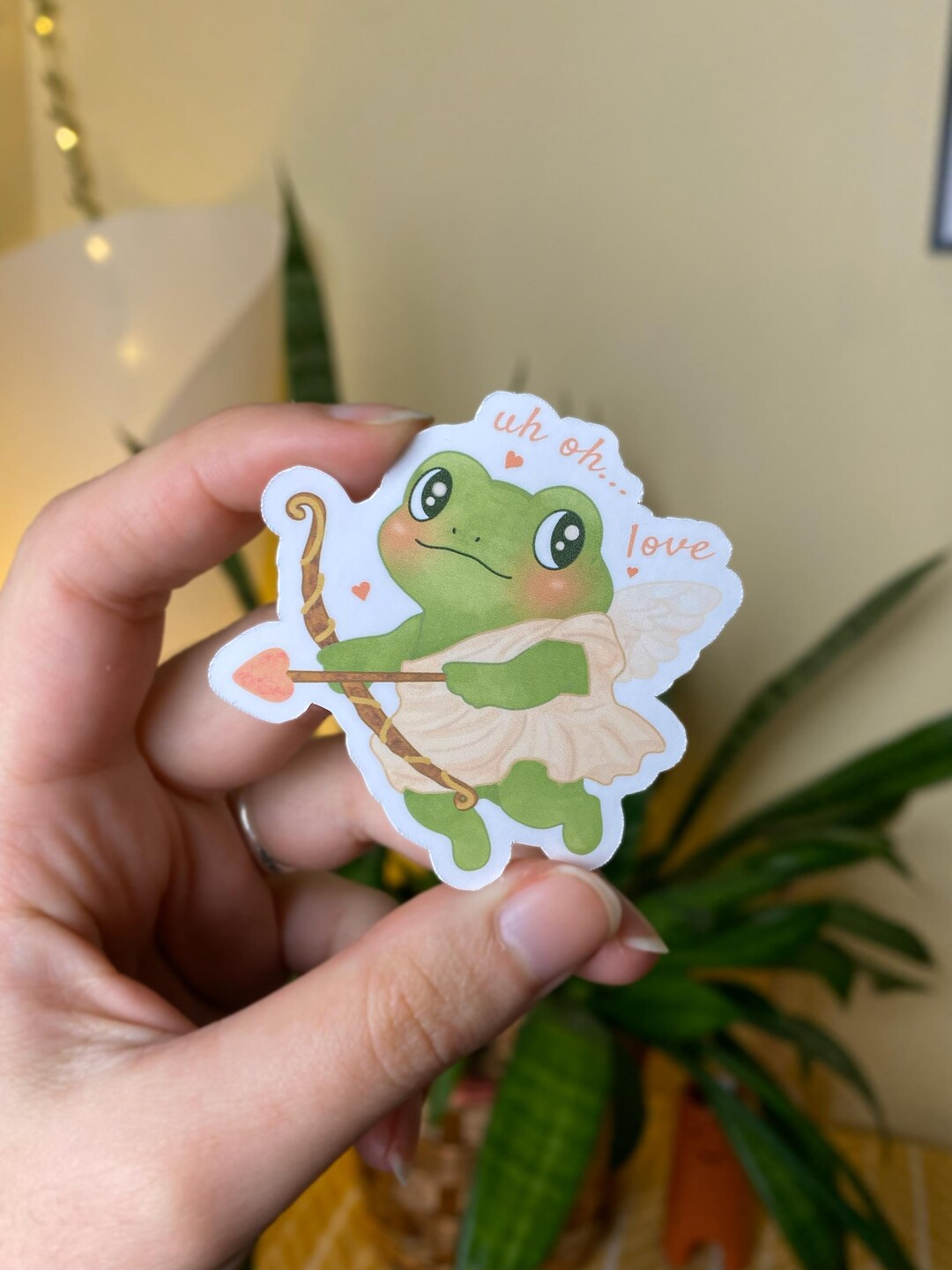 Cupid Frog Sticker | Romantic Vinyl Sticker | Kawaii Love Animal ...