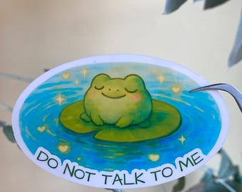 Do Not Disturb Frog Sticker: Meditating Cartoon Frog on Toadstool - Etsy
