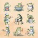 Frogs Cooking, Baking, 32 Watercolor Clipart, Cute Frogs, High Quality ...