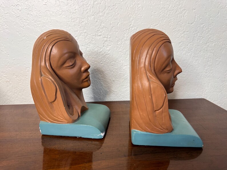 Vintage Art Deco/ Art Nouveau Woman Chalkware Bookends - Etsy