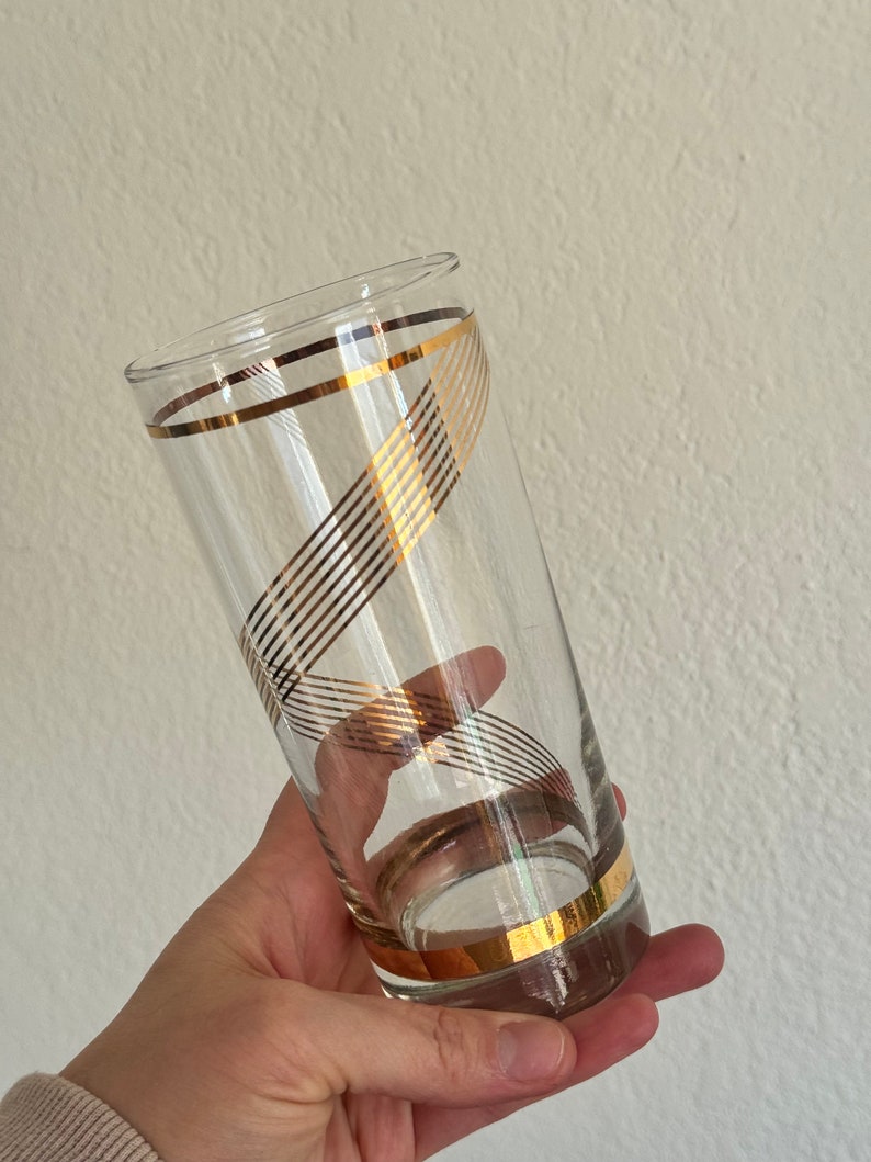 Set of 7 Vintage Libbey 1960's MCM golden Swirl Highball/lowball Drinking Glasses 22k Gold - Etsy