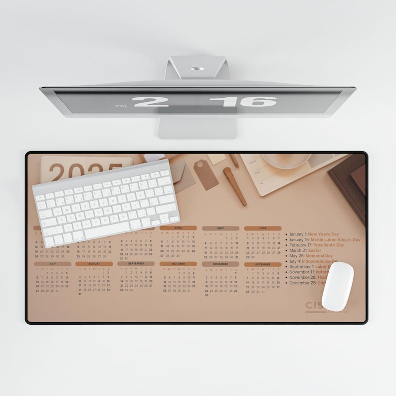 2025 Calendar Desk Mat Smooth Surface, Non-slip, Anti-fray Protects ...