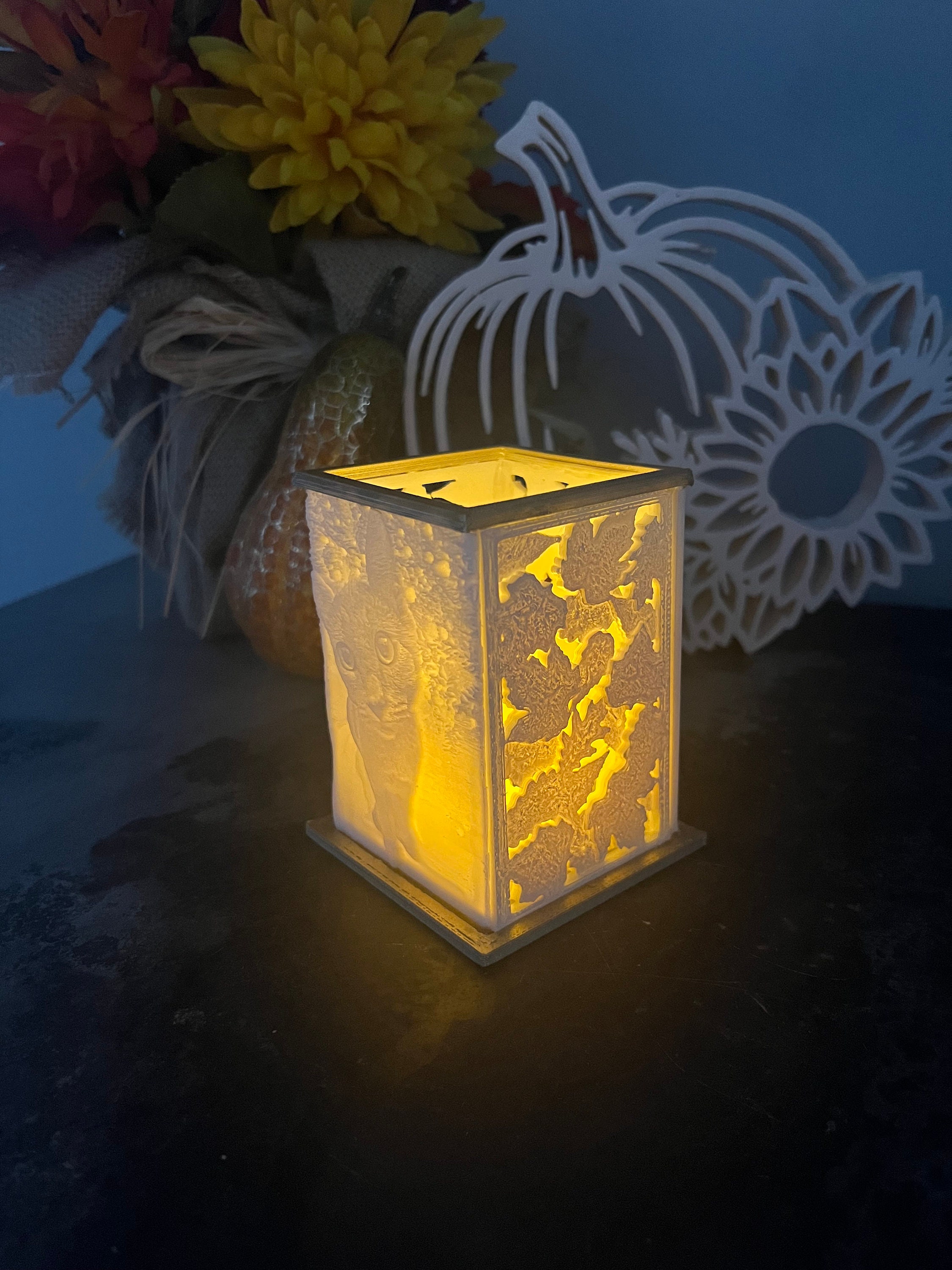 Candle Lantern, Lithophane 3D Print, Custom Leaf Photo Lantern, Autumn ...