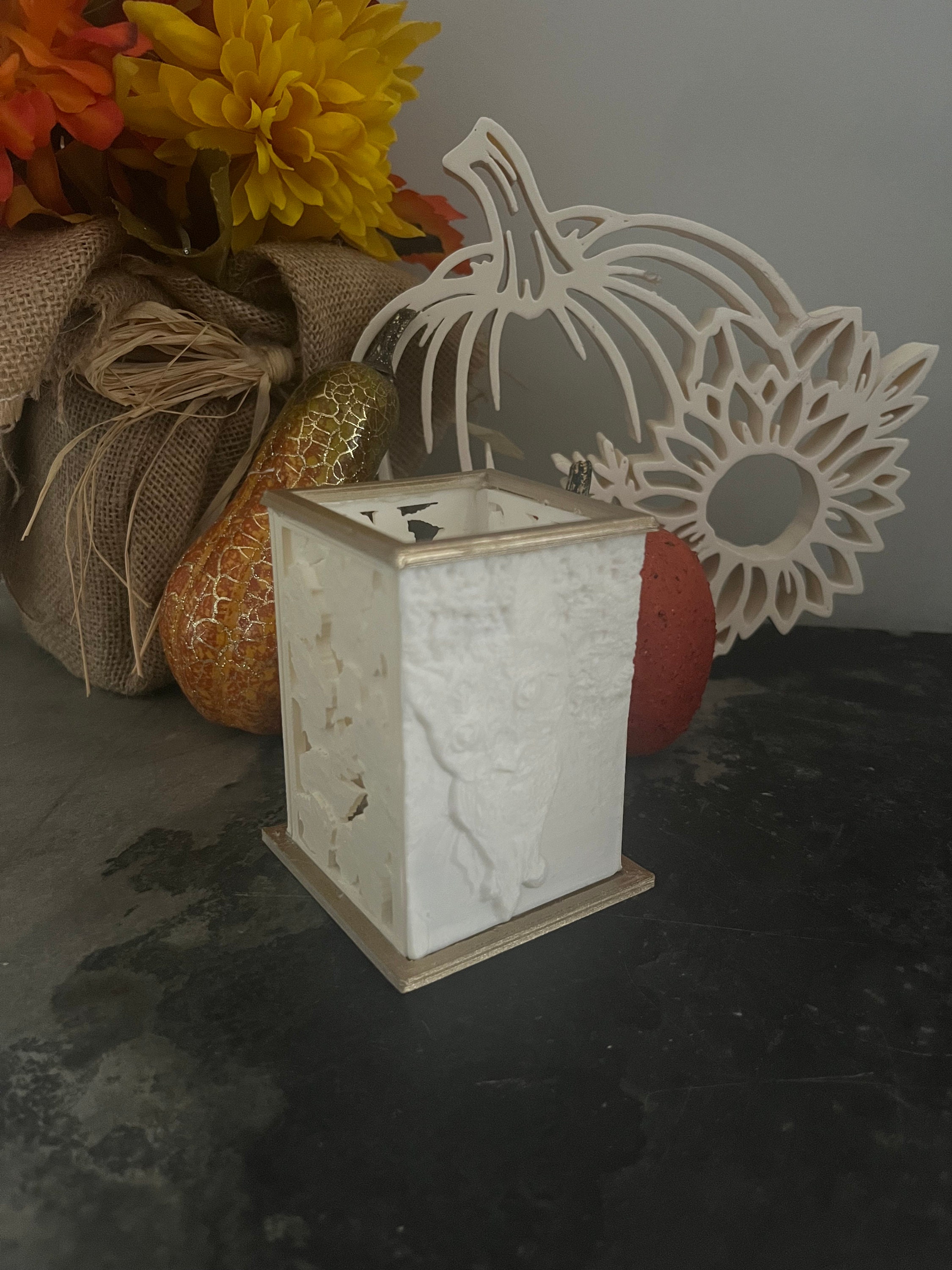Candle Lantern, Lithophane 3D Print, Custom Leaf Photo Lantern, Autumn ...