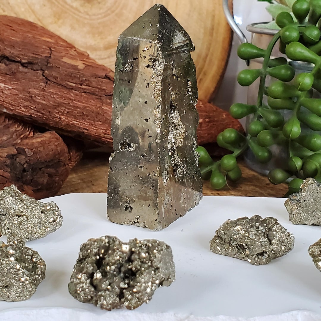 Pyrite Tower, Pyrite Stones, Bundle of 7 Pieces Pyrite, Wealth ...
