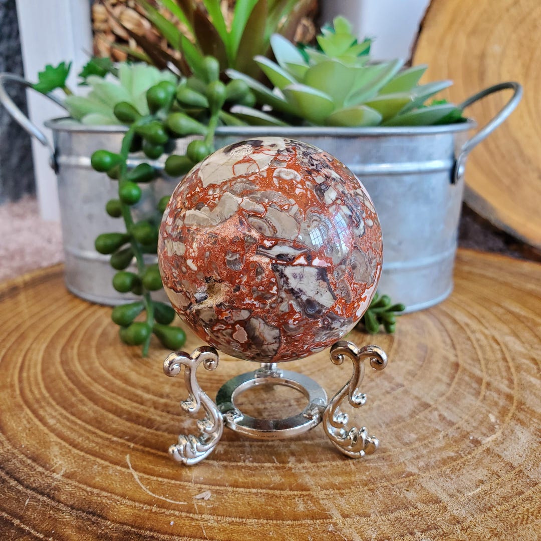 Money Agate Sphere, Comes With Sphere Stand, Money Gift, Good Luck Gift ...