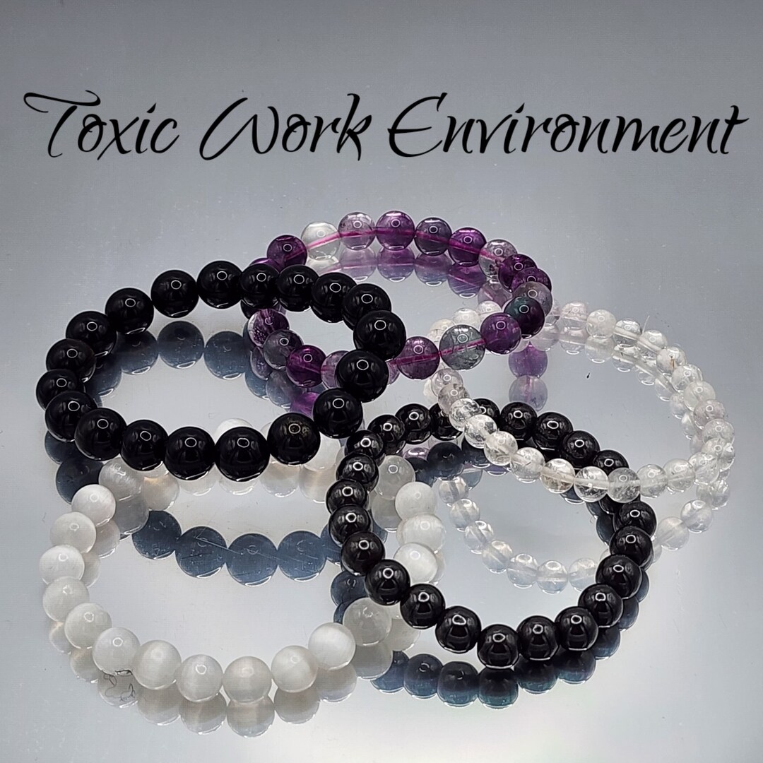 Toxic Workplace Crystal Bracelet Bundle, Selenite, Clear Quartz ...
