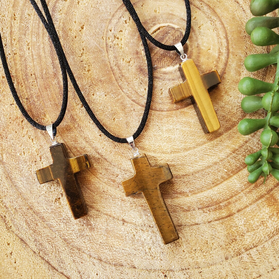 Tigers Eye Cross Necklace, Tigers Eye Cross Pendant, Golden Tigers Eye ...