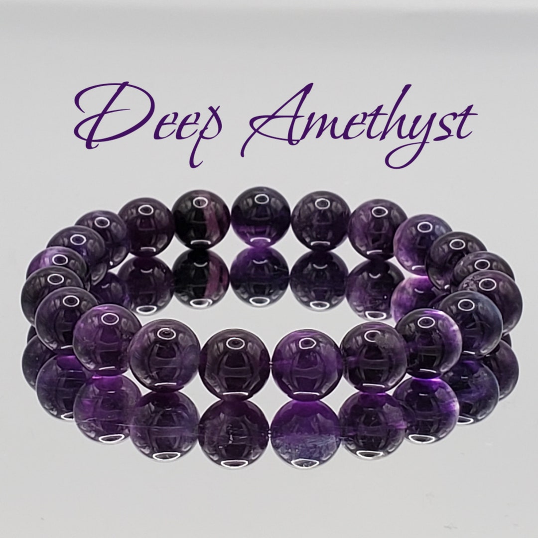 Amethyst Bracelet, High Quality Dark Amethyst Crystal, Improves Immune ...