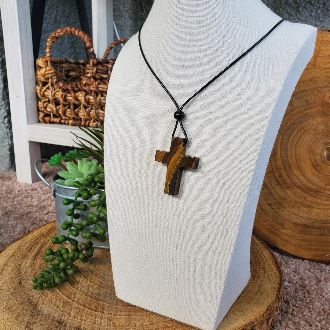 Golden Tigers Eye Cross Necklace, Natural Tigers Eye Cross Pendant ...