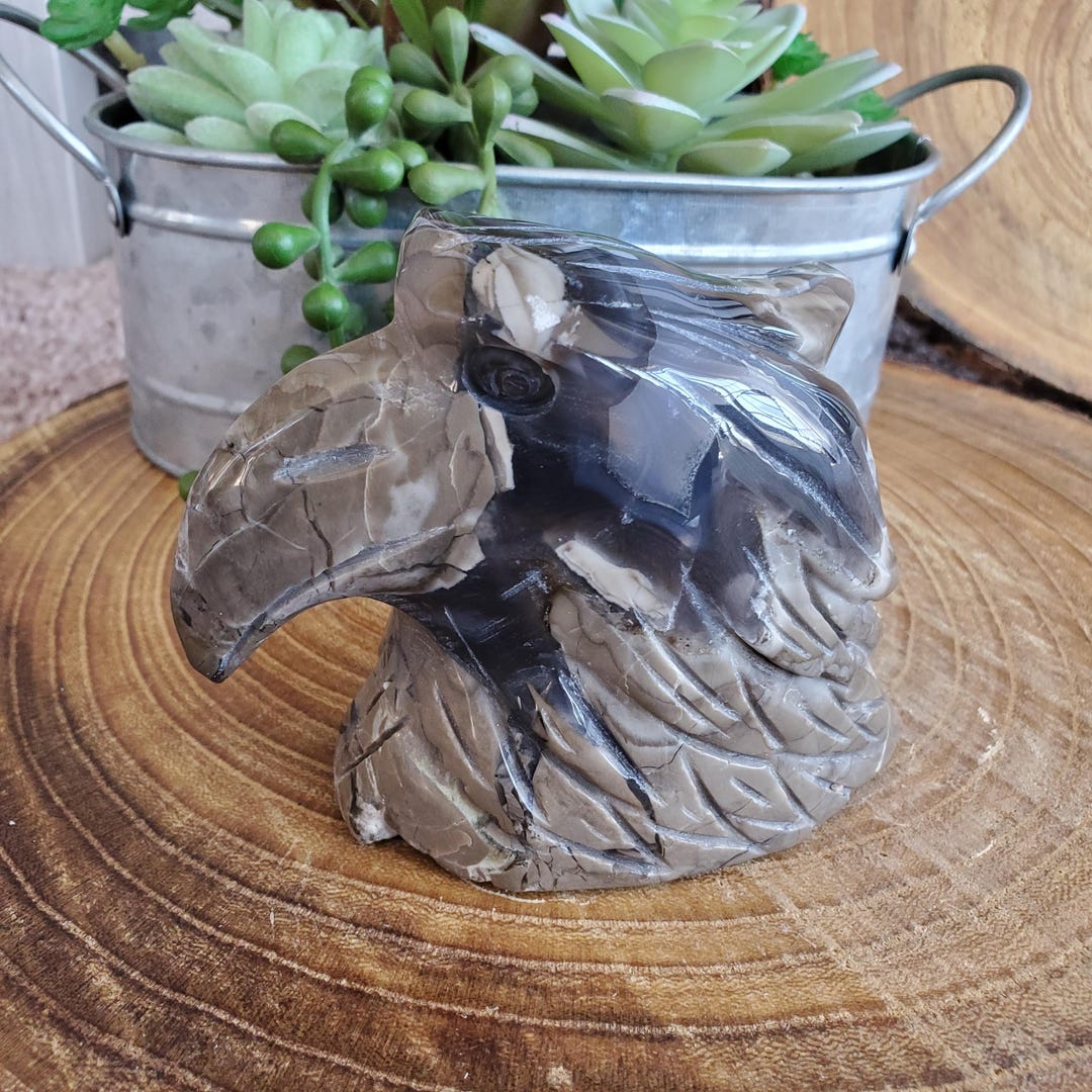 Volcano Agate Eagle Head Carving, Volcano Agate Natural Crystal ...
