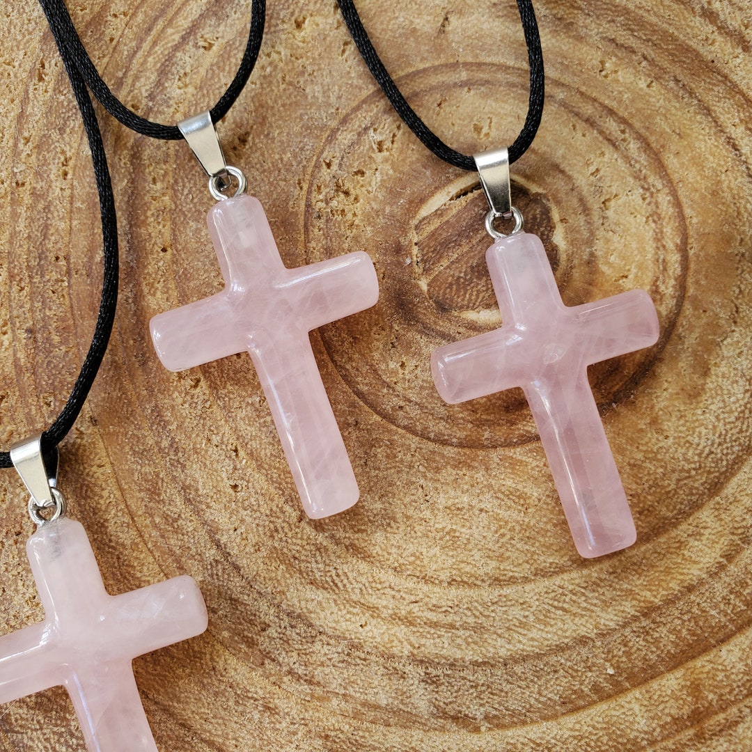 Rose Quartz Cross Necklace, Rose Quartz Cross Pendant, Gift of Love ...