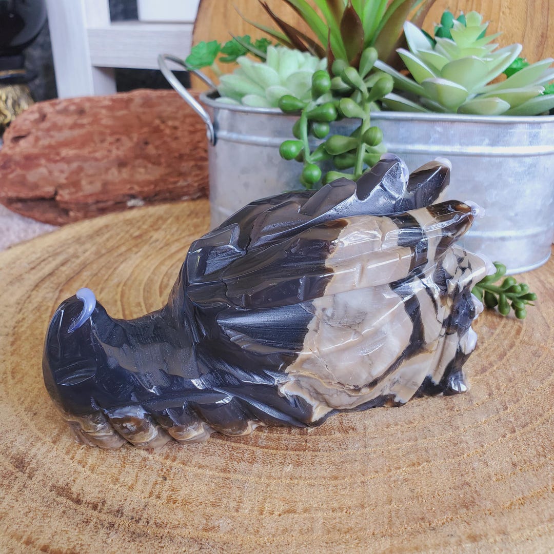Volcano Agate Dragon Head Carving, 1.7 Lbs. Volcano Agate Natural ...