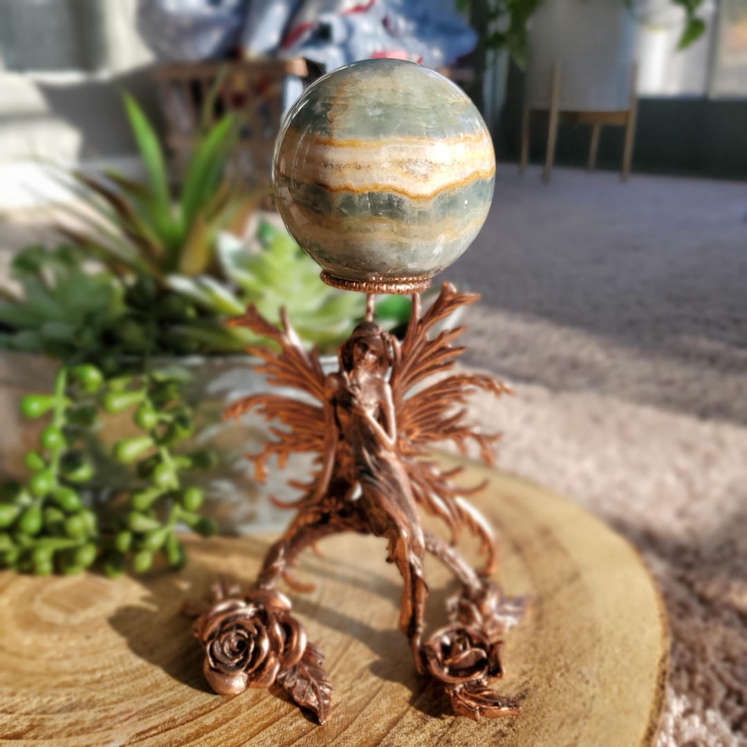 Blue Onyx Sphere With Fairy Sphere Stand, Unique Gift, High Quality ...