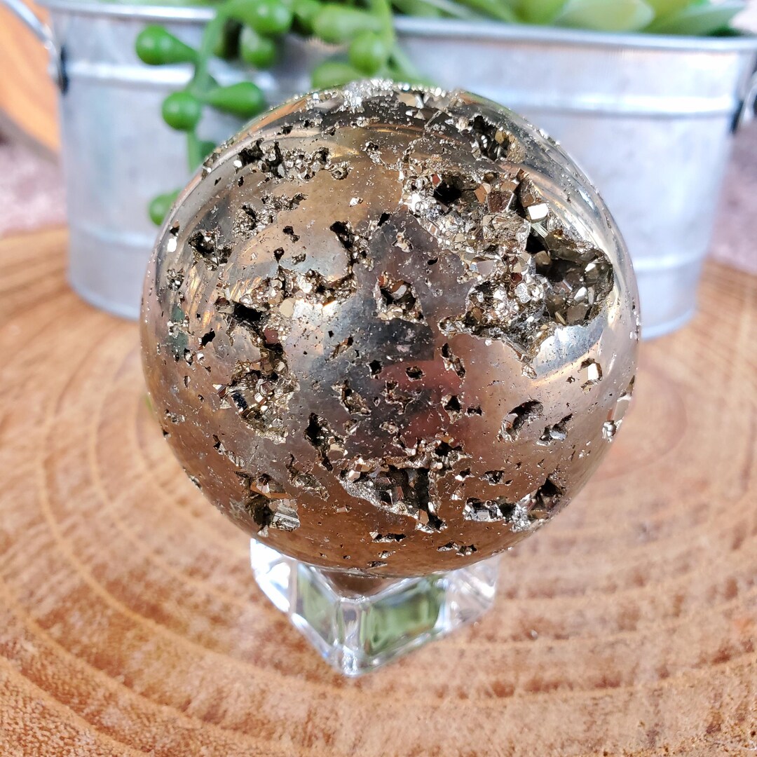 Natural Pyrite Sphere, Shiny Pyrite Gift, Wealth, Abundance Good Luck ...