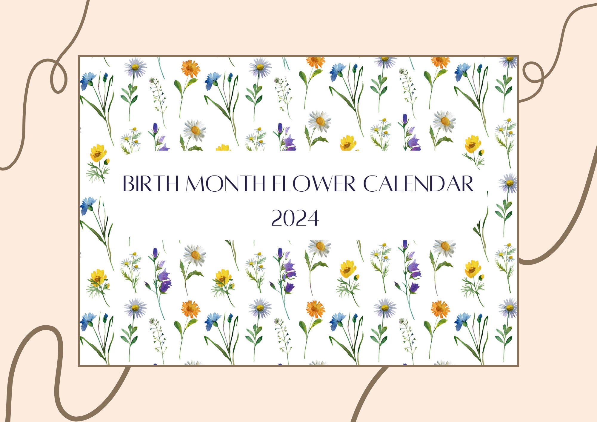 Printable 2024 Calendar Birth Month Flowers Monthly - Etsy Australia
