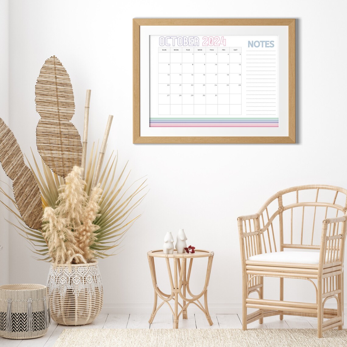 Pastel 2024 Monthly Calendar A4 Landscape Print at Home PDF - Etsy