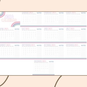 Pastel 2024 Monthly Calendar A4 Landscape Print at Home PDF - Etsy