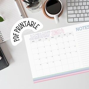 Pastel 2024 Monthly Calendar A4 Landscape Print at Home PDF - Etsy