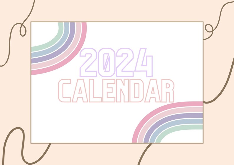 Pastel 2024 Monthly Calendar A4 Landscape Print at Home PDF - Etsy