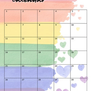 Printable Blank Rainbow Calendar PDF Add Your Own Month Calendar A5 ...