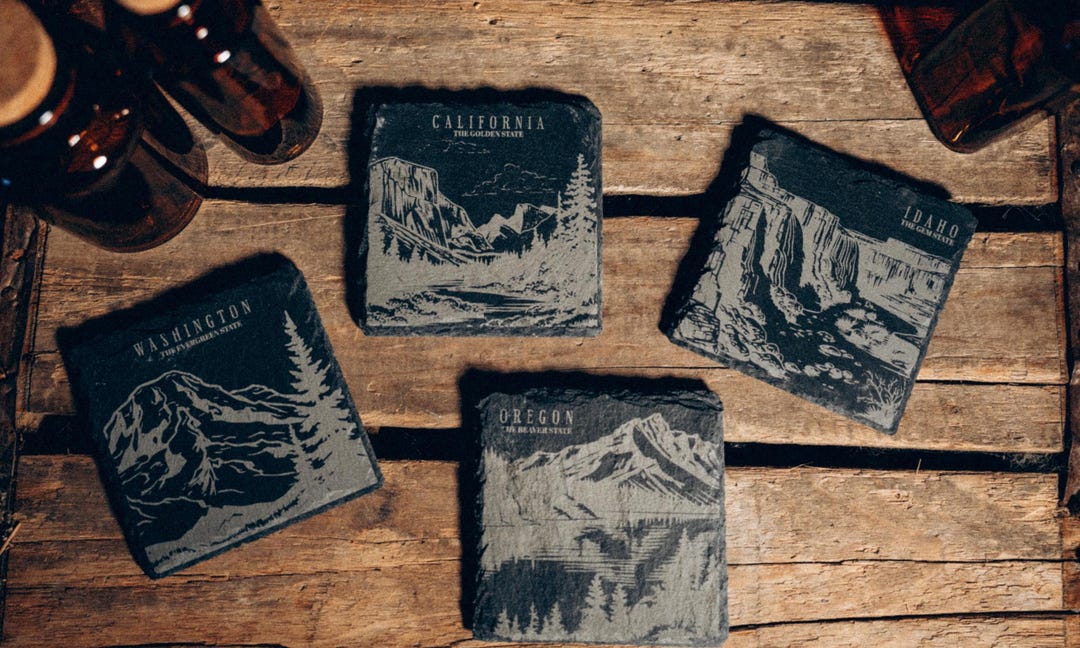 State Slate Coaster Set | All States Available | Rustic Drink Coasters ...