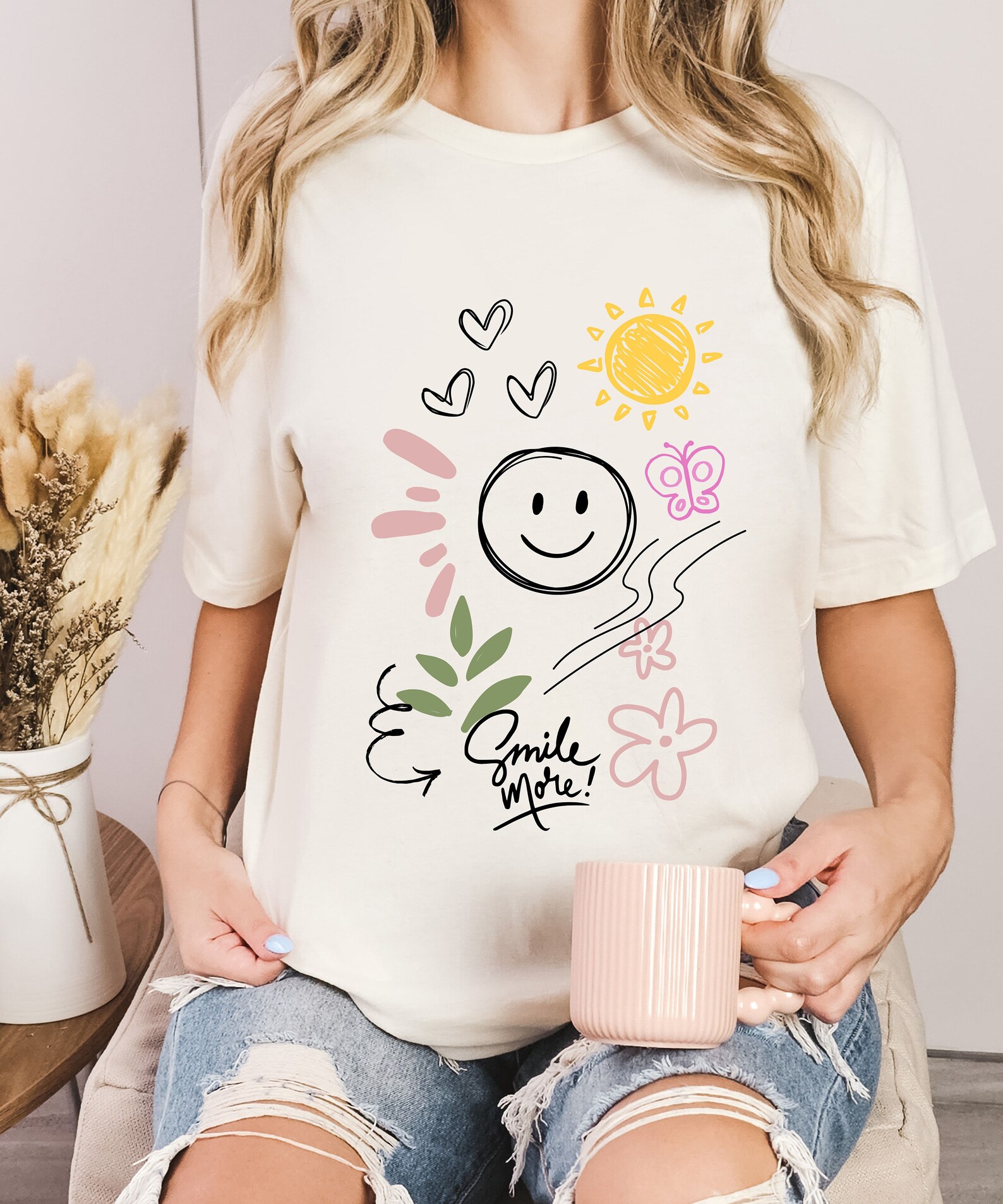 Smiley Face Shirt, Graffiti Scribble Shirt, Sunshine Shirt, Y2k Shirt ...